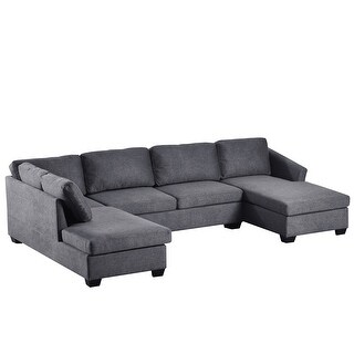 Modern Large U-Shape Sectional Sofa, Double Extra Wide Chaise Lounge ...