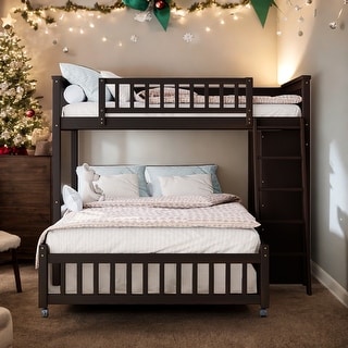 Wooden Twin Over Full Bunk Bed With Six Drawers And Flexible Shelves ...