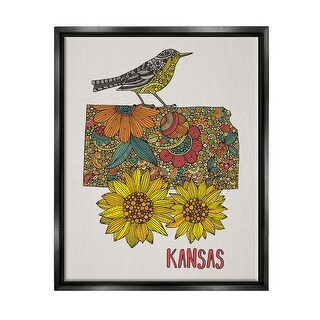 Stupell Kansas Sunflower Blooms State Bird Detailed Pattern Floater ...
