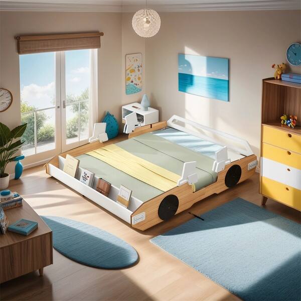 Wood Full Size Racing Car Bed with Door Design and Storage - Bed Bath ...