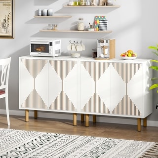 White 58 inches Sideboard Storage Cabinet Buffet Set - Bed Bath ...