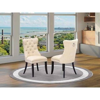 Parson Dining Chairs Set of 2 - Linen Fabric Upholstered Accent Chairs ...