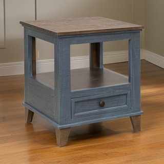 Rozy 26 Inch Side End Table, Pine Wood, 1 Drawer, Open Shelf, Brown ...