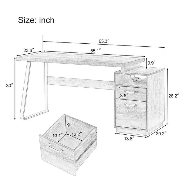 Secretary Desks Floating Desk Home Office Computer Desk with Drawers ...