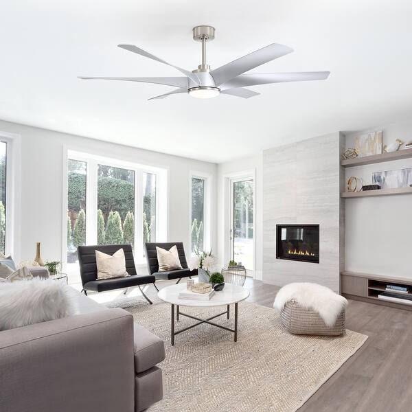 65-in Indoor Large LED Ceiling Fan with Light Remote (6-Blade) - Bed Bath & Beyond - 40490570