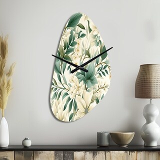 Subdued Oasis Boho Pattern - Floral Large Wall Clocks - Cottage Wall ...