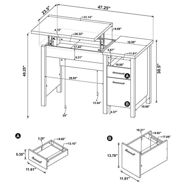 Delwin 47-inch 2-drawer Lift Top Computer Desk Rustic Nutmeg - Bed Bath ...