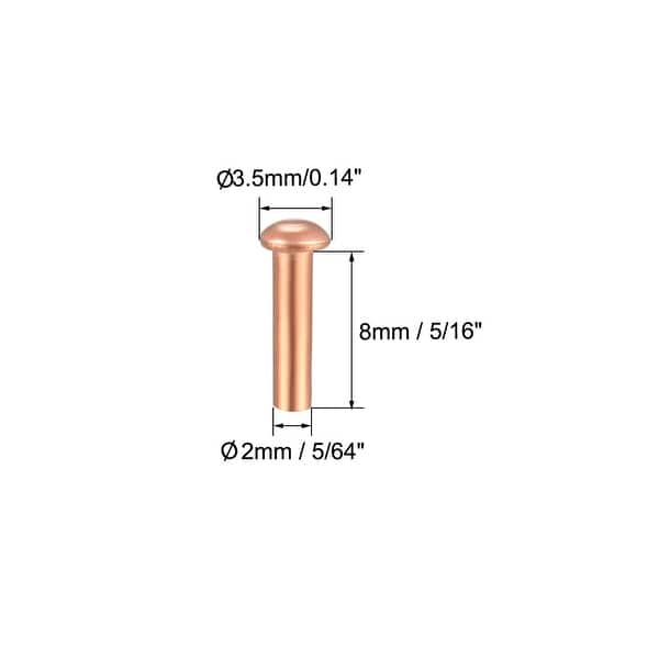 200 Pcs Round Head Copper Solid Rivets Fasteners - Bed Bath & Beyond ...