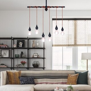 Antique 6 - lights Rustic Black Metal Pendant Light - Bed Bath & Beyond ...