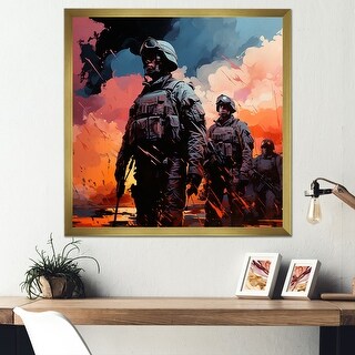 Designart "Military Soldiers Harmony In Chaos " Military Framed Wall ...