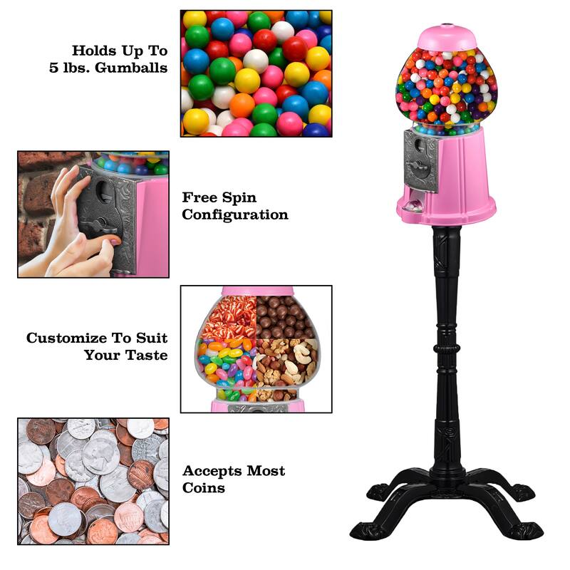 Gumball Machine with Stand - 15-inch Vintage Metal and Glass Candy ...