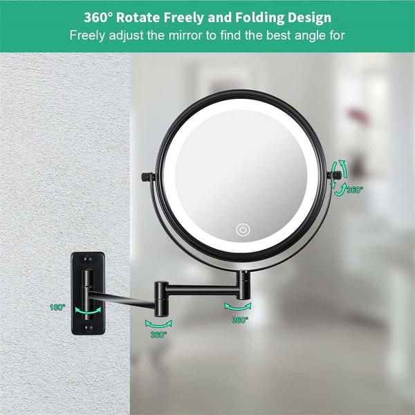 Wall Mounted Lighted Magnifying Mirror 10X Makeup Mirror 3 Color Mode ...