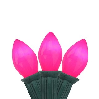 25-Count Opaque Pink C7 Christmas Light Set 24 ft Green Wire - 24 ...