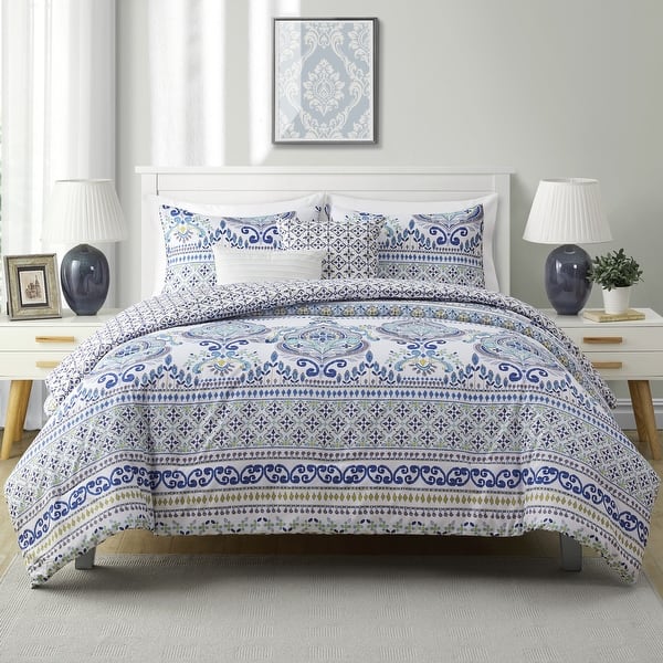 VCNY Home Malik Reversible Blue Medallion Comforter Set - Bed Bath ...