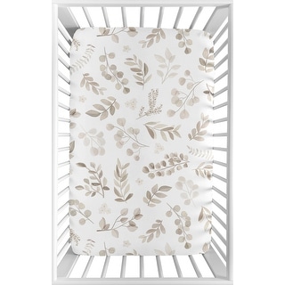 Boho Botanical Leaf Baby Boy Girl Fitted Mini Portable Crib Sheet ...