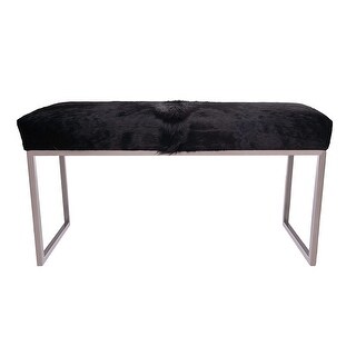 Solid Black Metal Cowhide Bench | Chrome Metal Base | Available in ...