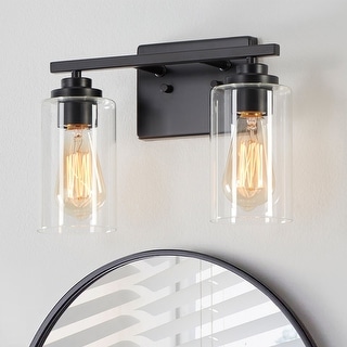 KAWOTI Rive 2-Light Dimmable Bathroom Vanity Light with Clear Glass ...