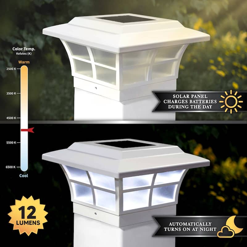 Classy Caps 5x5 White PVC Prestige Solar Post Cap (Set of 2) - On Sale ...