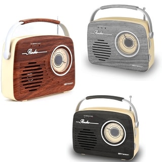 Emerson Portable Retro Radio with Built-In Rechargeable Battery and ...