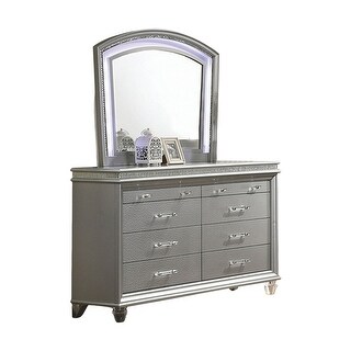 Sam 64 Inch Wide Dresser 6 Drawers Chest, Clear Acrylic Legs, Silver ...