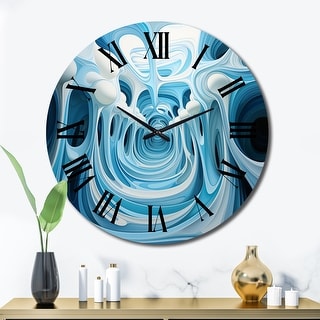 Designart "Op Art Blue Focus V" Abstract Oversized Wall Clock - Bed ...