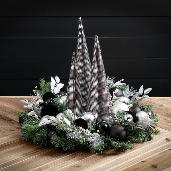 20"H, 16"H and 14.25"H Sullivans Silver Cone Tree - Set of 3, Christmas ...