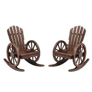 Kinsunny Outdoor Rustic Wood Rocking Chair, Set of 2 Lounge Rocker ...