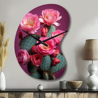 Pink Green Cactus Desert Bloom Prickly I - Cactus Wall Clock in ...
