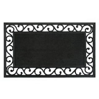 RugSmith Black Moulded Rubber Trellis Edge Doormat, 18" x 30" - 18" x ...