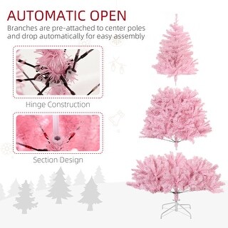 6ft Pink Artificial Christmas Tree with 1000 Tips for Romantic Holiday ...