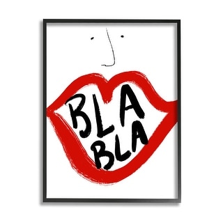 Stupell Bla Bla Text Modern Face Bold Red Lips Framed Wall Art - Bed ...