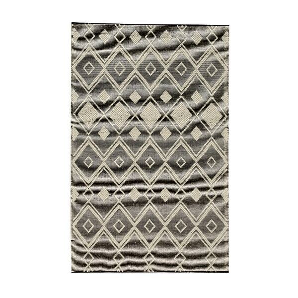 Black Handwoven Wool Contemporary Kilim Rug 8' x 10' - Durrie Flat ...
