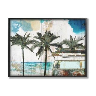 Stupell Rustic Vacation Palm Trees Framed Giclee Texturized Wall Art ...