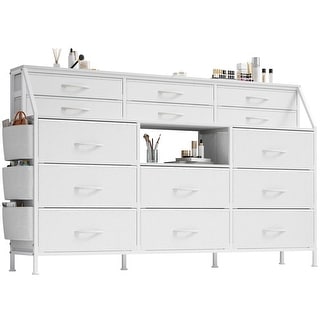 55" W Dresser with Side Pocket Chests of Drawers with Shelves - Bed ...