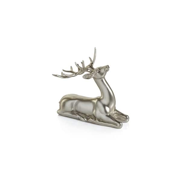 8" Silver Sitting Deer Figurine Statue - Bed Bath & Beyond - 38439832