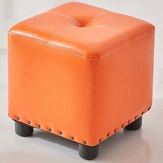 Square Footstool with Soft Leather,Adults Stackable Living Room Ottoman ...