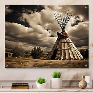 Designart "Grey Native Tipi Shadows Of Heritage I" Native American Art ...