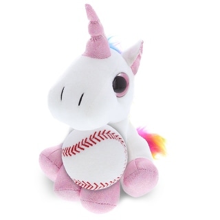 DolliBu Sparkling Eyes White Unicorn Stuffed Animal w/ Baseball Plush ...