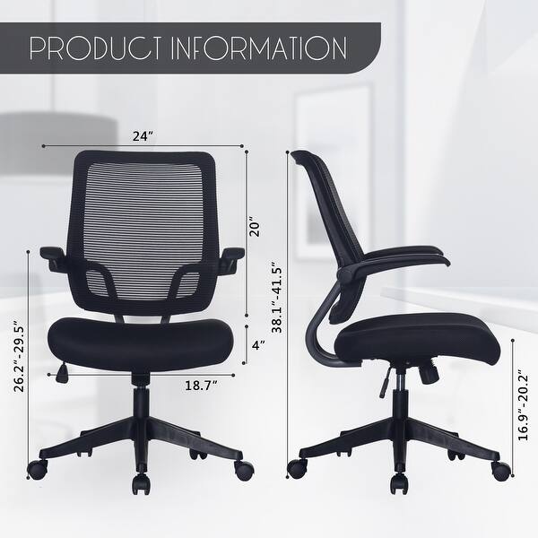 Howarmer Mid Back Mesh Office Chair Ergonomic with Lumbar Support Adjustable Height Task Chair ...