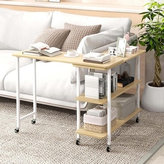 360° Rotating Sofa Side Table Mobile End Table Couch Side Table - Bed ...