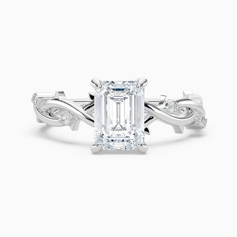 Auriya 14K Gold Lab Grown Diamond Emerald Cut Twisted Vine Engagement ...