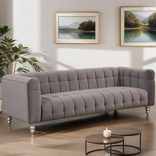 89" Ergonomics Design Upholstered Sofa,Buttoned Tufted Backrest,3 Seat ...