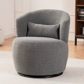 Teddy Plush Swivel Accent Chair - Modern Round Armchair Rotation ...