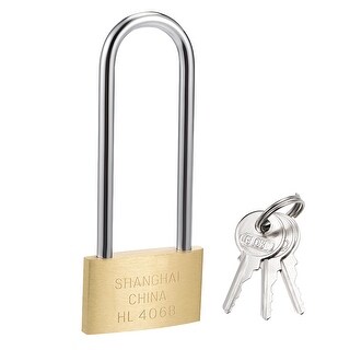 Brass Padlock, Keyed Different, 60mm Wide Brushed Long Harden Shackle ...
