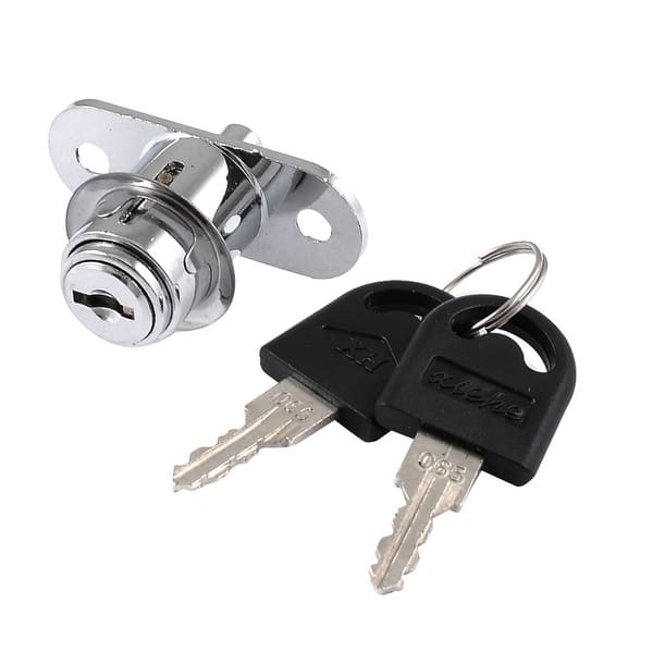 19mm Dia Cylinder Head Metal Sliding Door Plunger Lock w Keys - Silver ...
