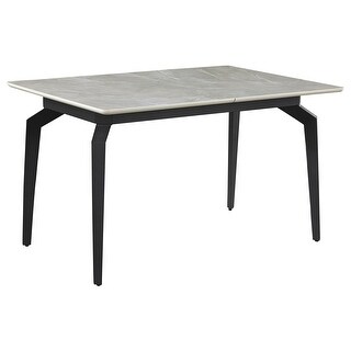 51-65 Inch Dining Table, Extendable White Top, Butterfly Leaf, Sandy ...