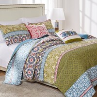 Greenland Home Fashions Shangri-La 100% Cotton Geometric Art Quilt Set ...