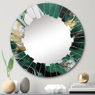 Designart "Green and Gold Serene Cascade IV" Abstract Modern Wall ...