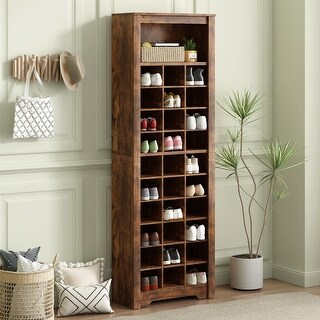 Modern Free Standing 30 Shoe Cubby Tall Cabinet - Bed Bath & Beyond ...