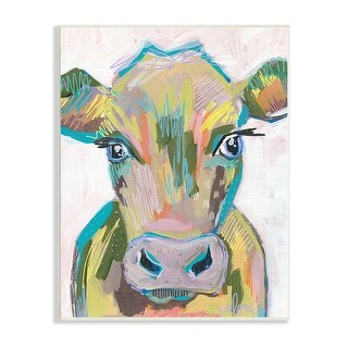 Stupell Bold Abstract Country Cow Closeup Modern Design Wood Wall Art ...
